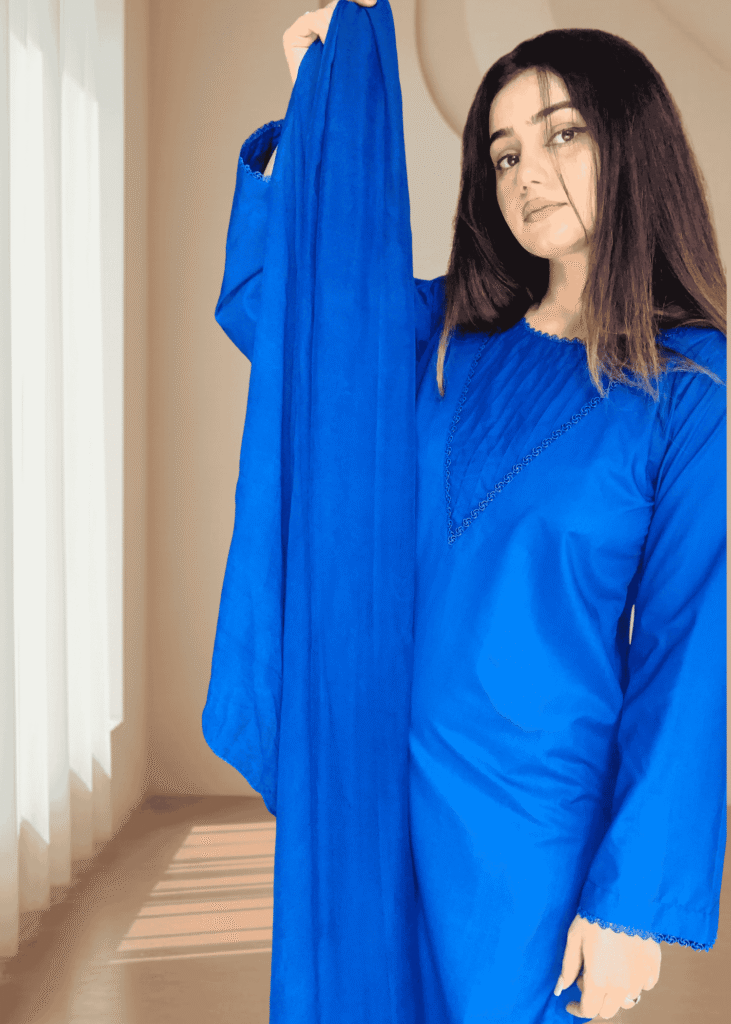 Royal Blue 3 Piece Dress with Stylish Trouser - Pretbee